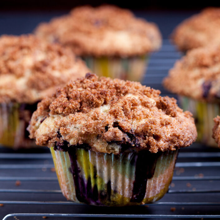 Bakery Style Blueberry Muffins with Streusel | Chew Out Loud