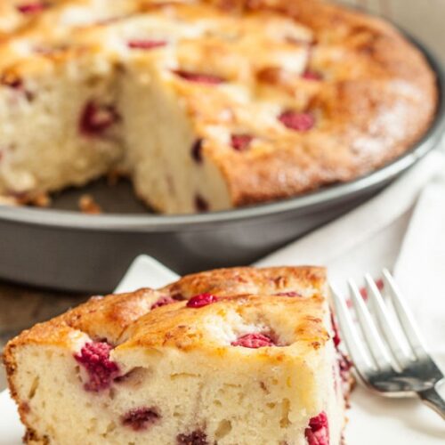 Easy Fresh Raspberry Cake (9 Ingredients) | Chew Out Loud