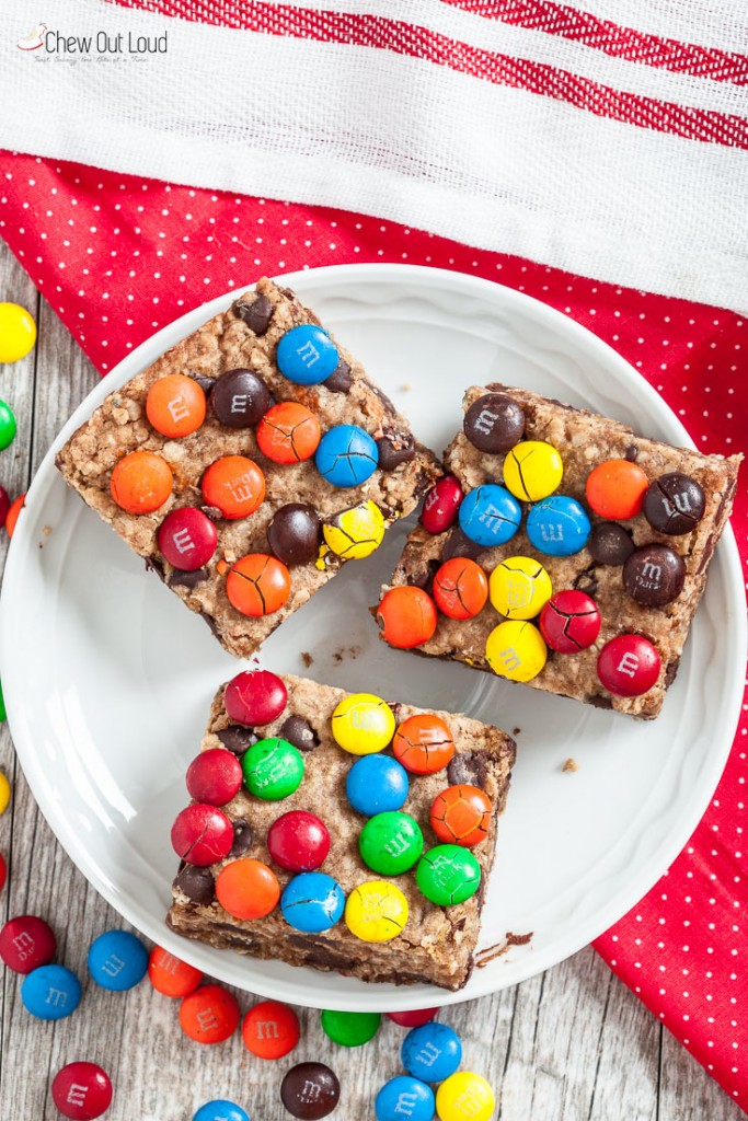 Chewy Monster Cookie Bars (One-Bowl!) | Chew Out Loud