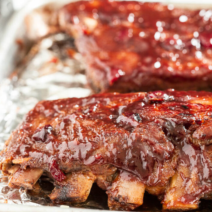 Cranberry BBQ Saucy Ribs | Chew Out Loud