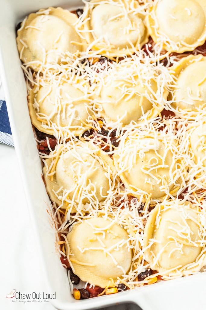 Mexican Style Cheesy Ravioli Bake | Chew Out Loud